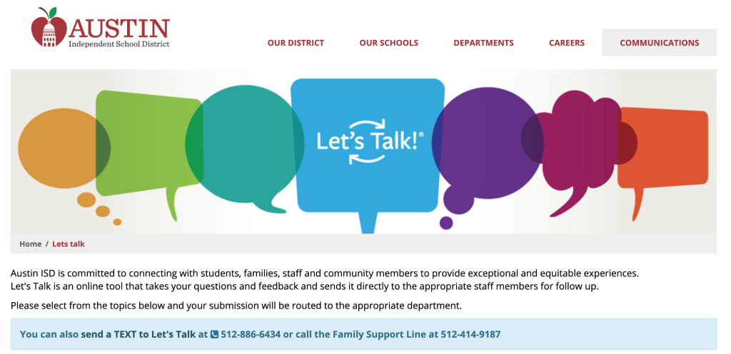 Austin ISD Communications Department and Texting