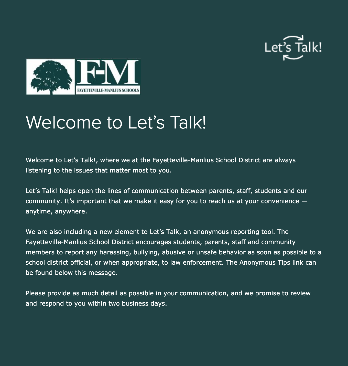 Customized Anonymous Reporting Tool